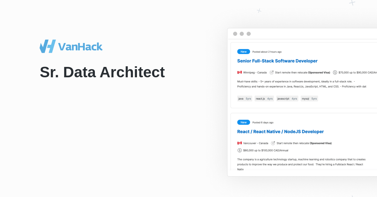 Sr Data Architect Vanhack